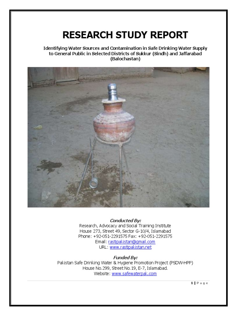 Research Report On Sources of Drinking Water | PDF | Water | Water Scarcity