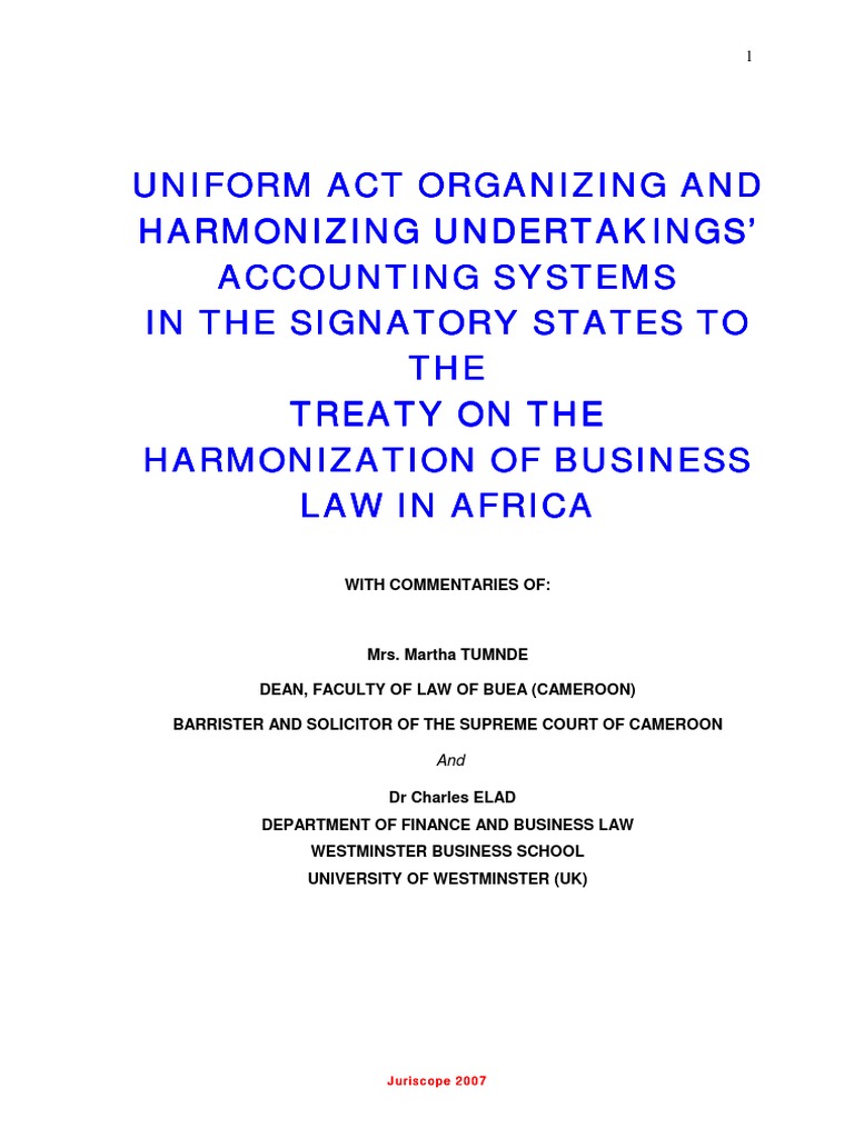 Uniform Act HARMONIZING UNDERTAKINGS' ACCOUNTING SYSTEMS PDF | PDF Uniform Act HARMONIZING UNDERTAKINGS' ACCOUNTING SYSTEMS PDF | PDF