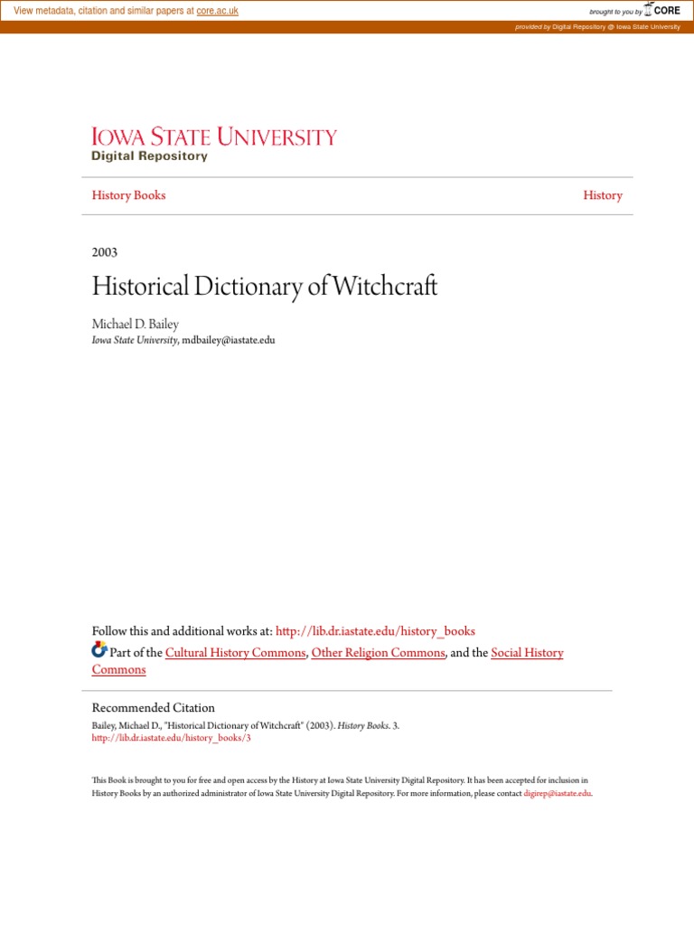 Historical Dictionary of Witchcraft | PDF | Witchcraft | Witch Hunt