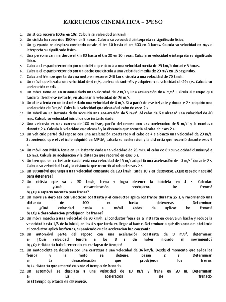 Ejercicios MRU-MRUA | PDF | Tecnología