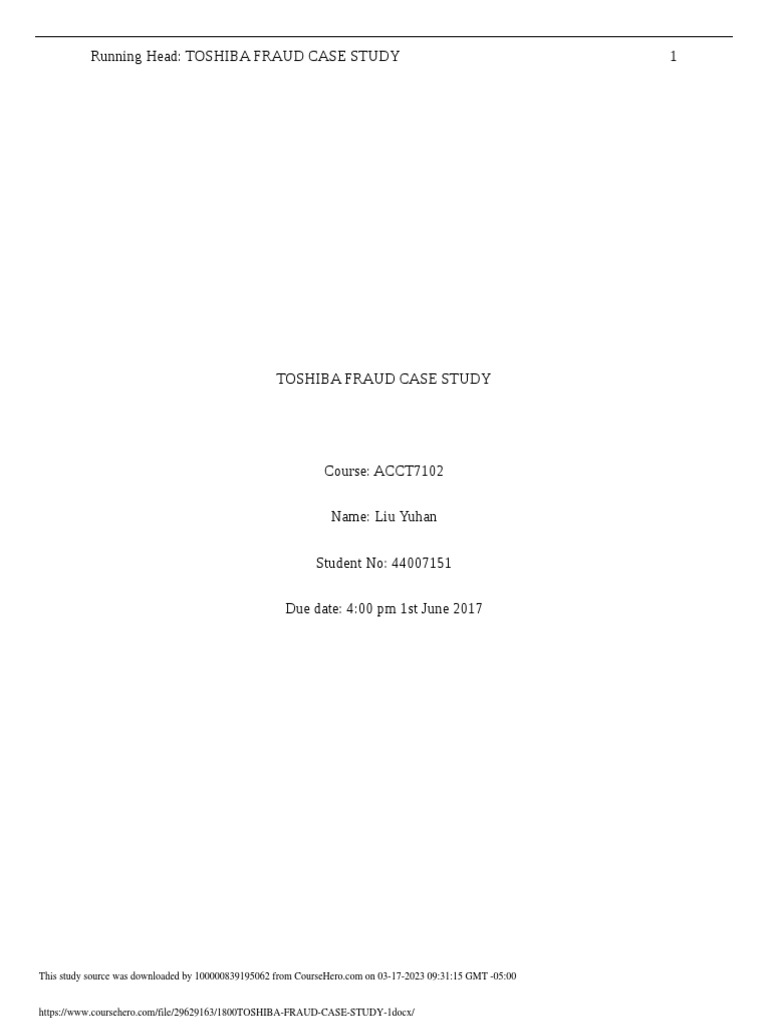 Toshiba Fraud Case Study: Motives and Triangle Model | PDF | Internal ...