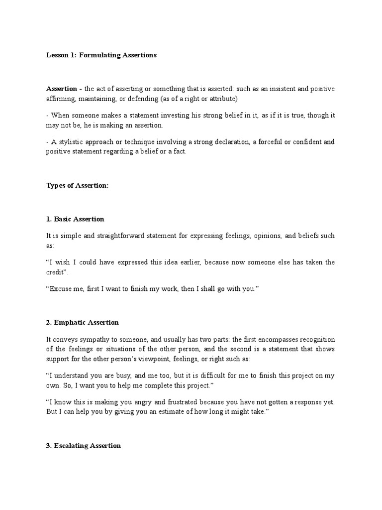 Lesson 1 - Formulating Assertions | PDF