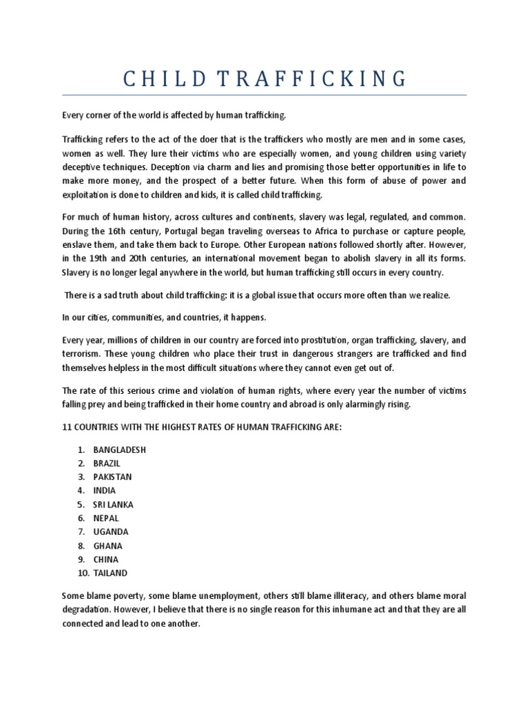 Child Trafficking | Download Free PDF | Human Trafficking | Slavery
