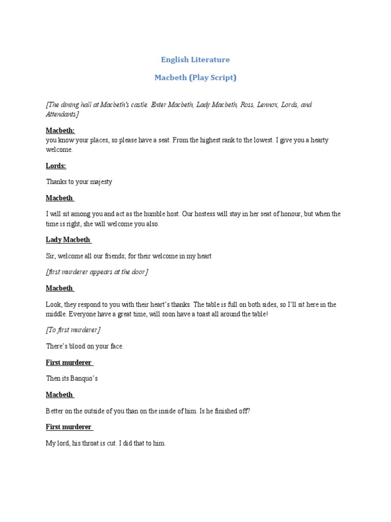English Literature Script | PDF | Macbeth