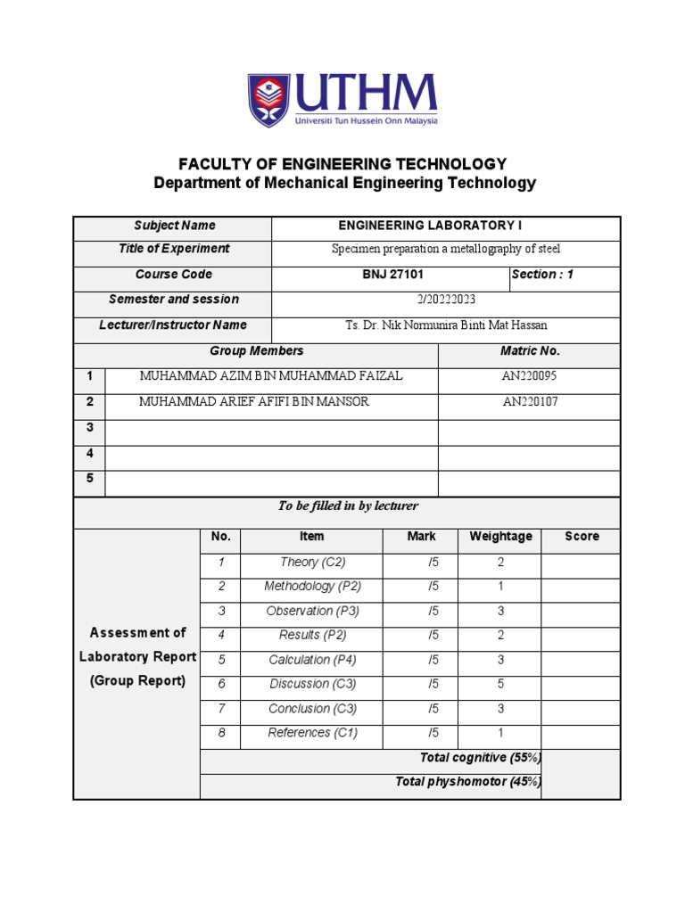 Faculty of Engineering Technology Department of Mechanical Engineering ...