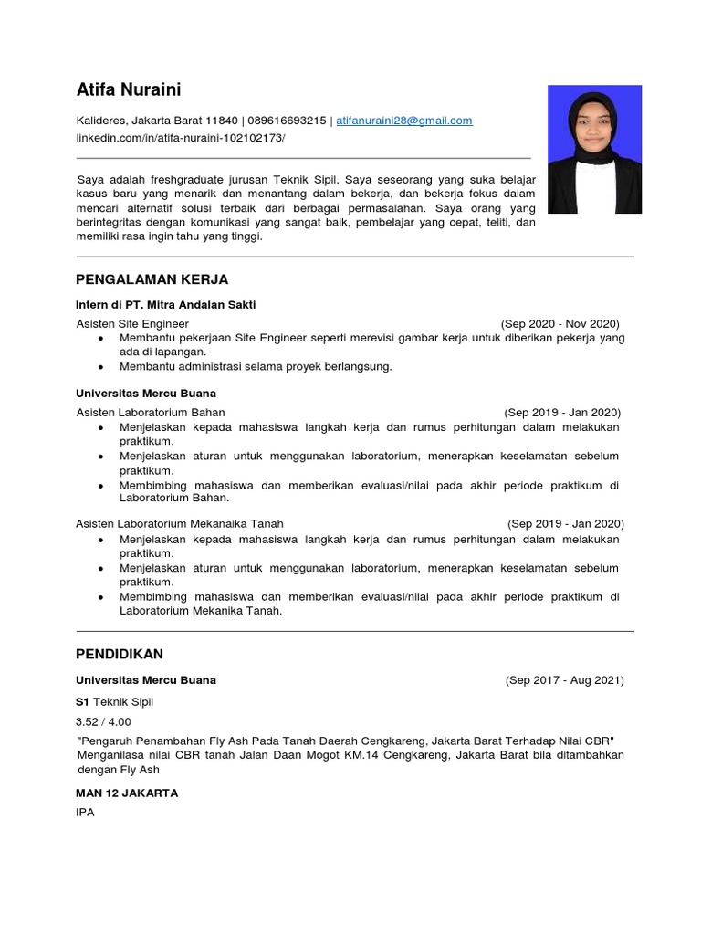 CV - Atifa Nuraini PDF | PDF