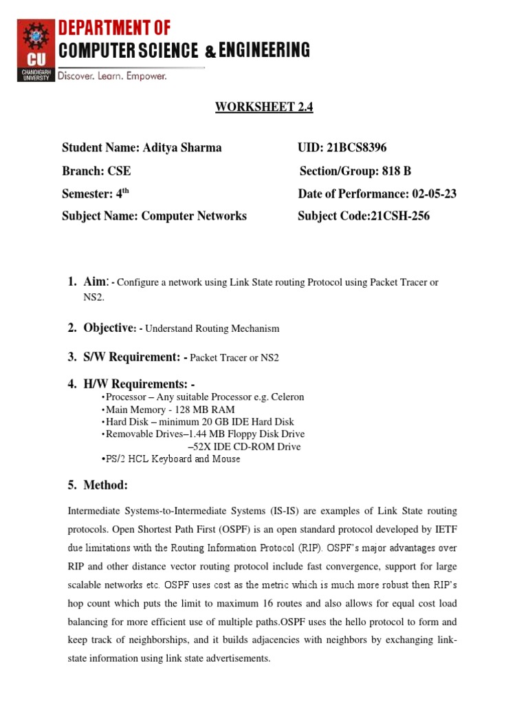 Aditya CN2.4 (1) Sharma | PDF | Router (Computing) | Routing