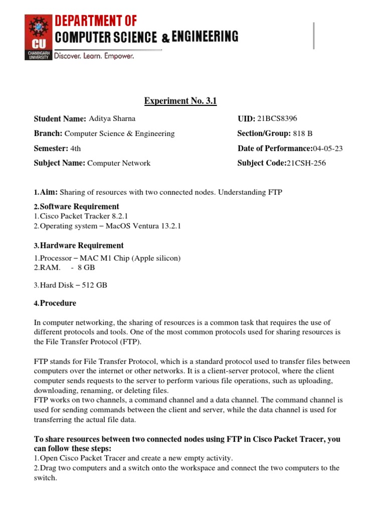 Aditya CN3.1 (1) Sharma | PDF | File Transfer Protocol | Computer Network