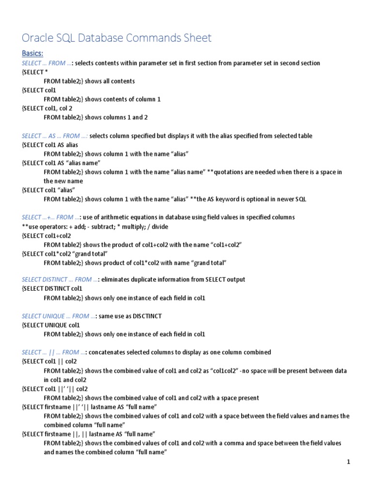 SQL Basics | Download Free PDF | Computer Data | Databases
