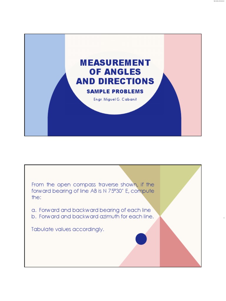 09 CE261 Measurement of Angles and Directions Sample Problems | PDF ...