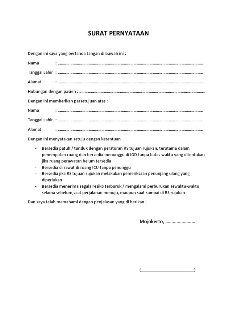 SURAT PERNYATAAN Kie Rujuk | PDF