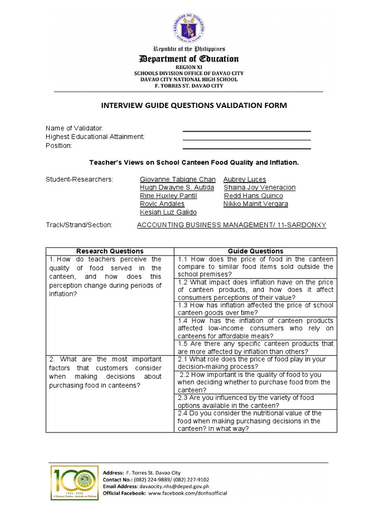 Sample Validation | PDF | Cafeteria | Inflation