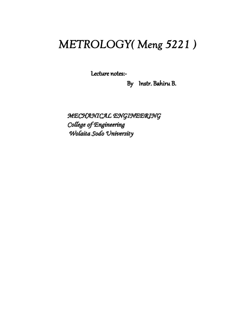 Metrology Notes | PDF