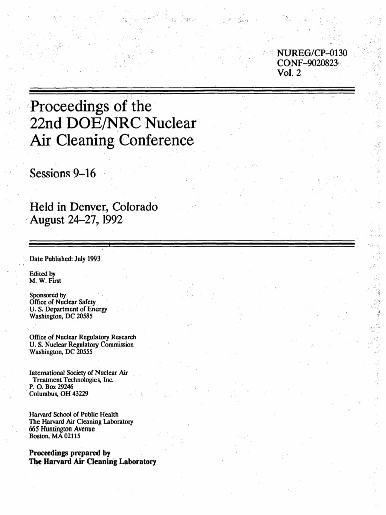 Nuclear Air Cleaning Conference Proceedings | PDF | Nuclear Regulatory ...