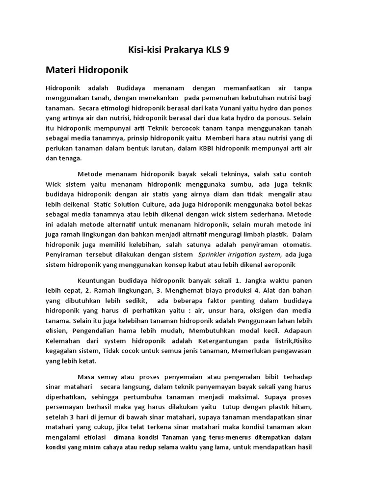 Materi Hidroponik | PDF