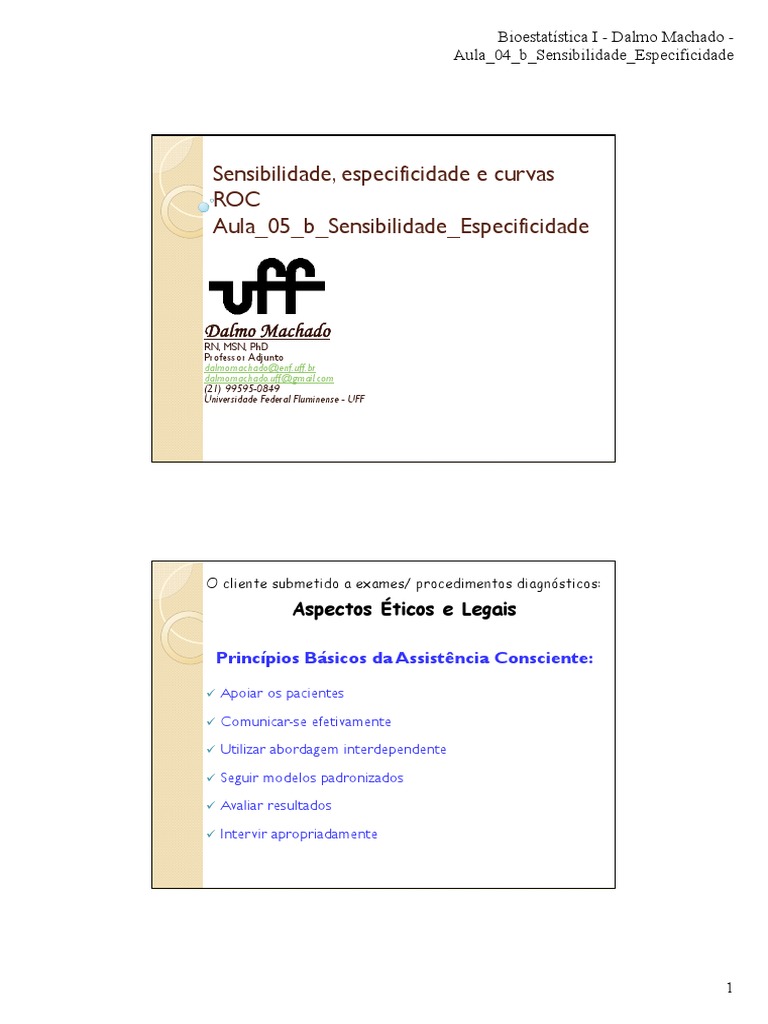Sensibilidade e Especificidade em Testes | PDF | Probabilidade | Índice ...