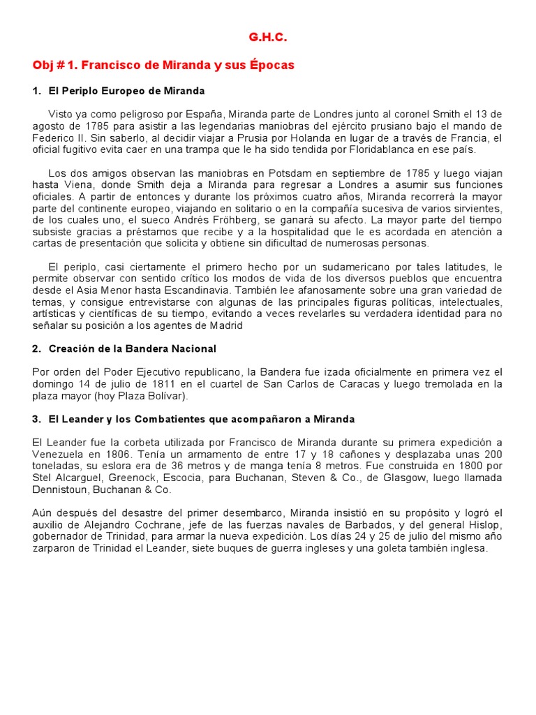 Francisco De Miranda Mariannys Pdf Conflictos Militar