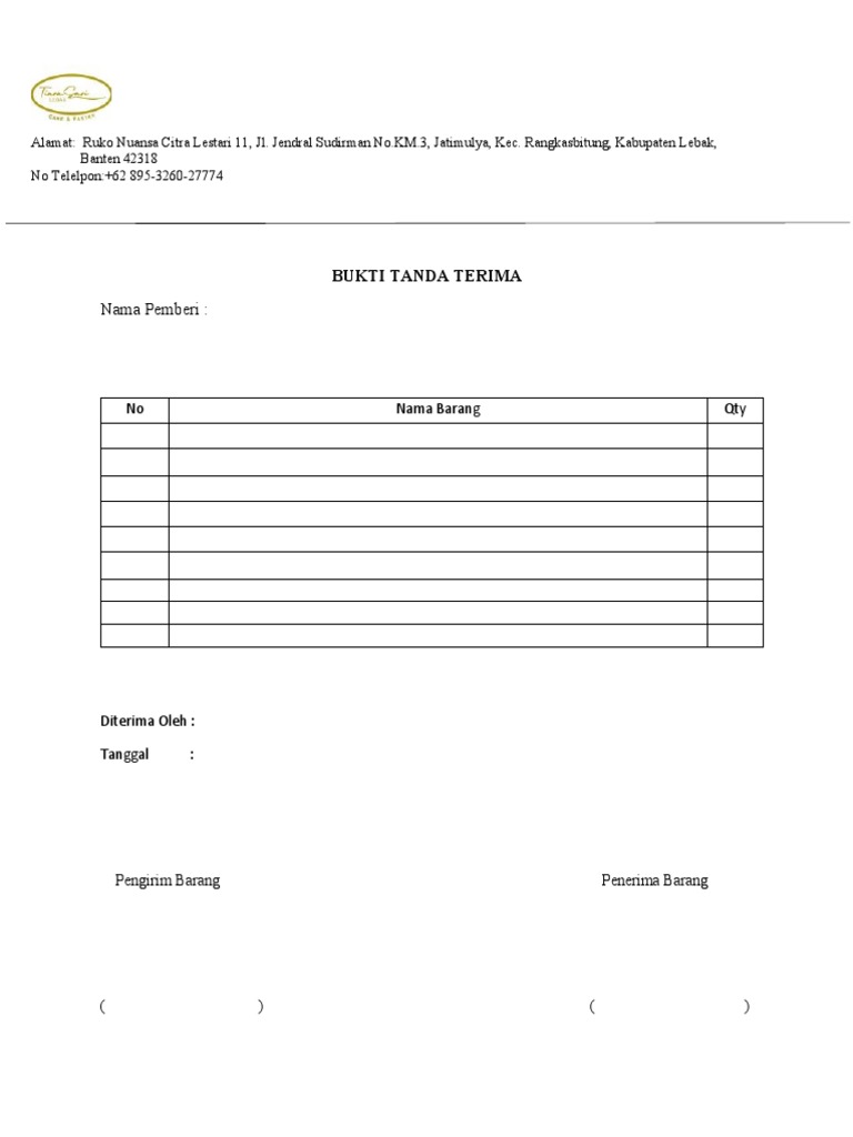 Bukti Tanda Terima | PDF