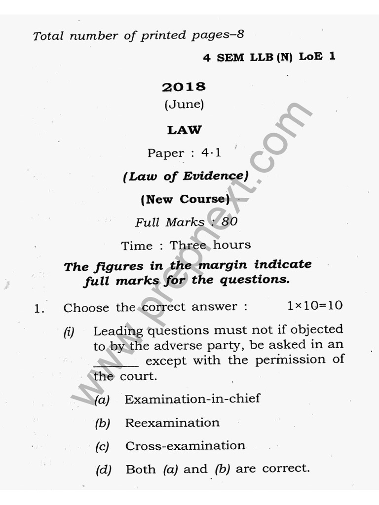 Law of Evidence 2018 | PDF