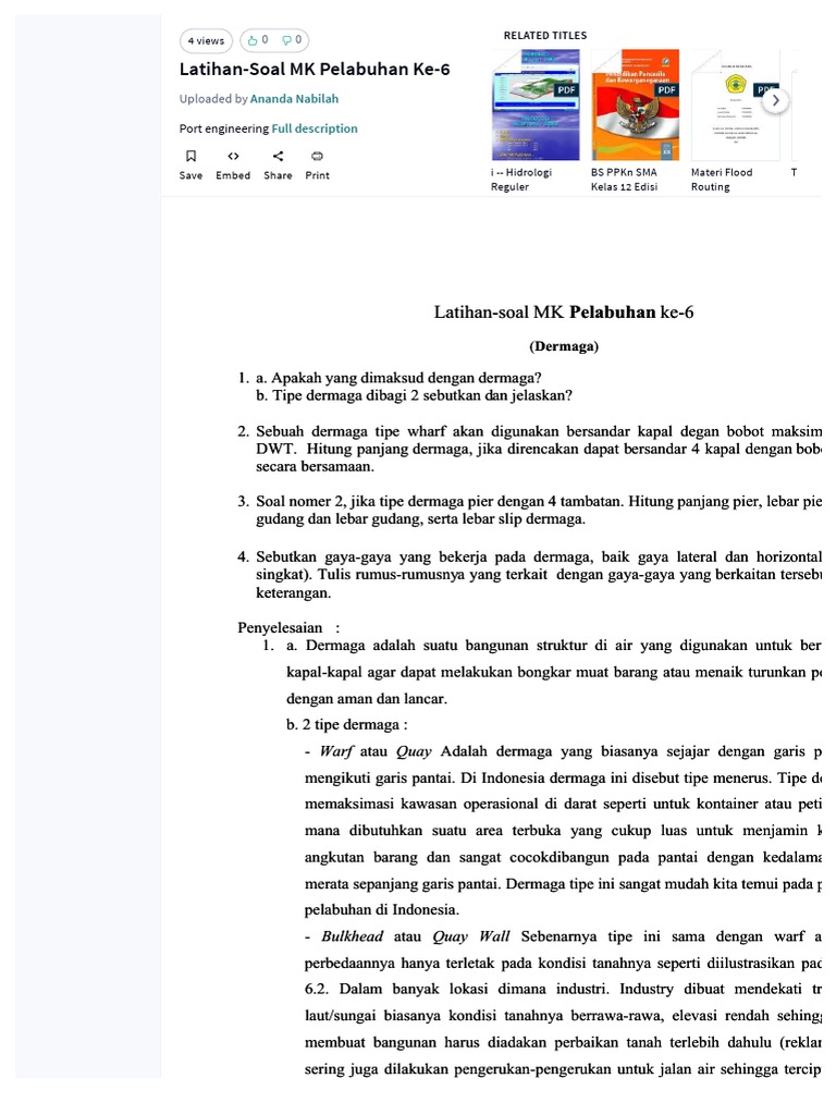 PDF Latihan Soal MK Pelabuhan Ke 6 - Compress | PDF