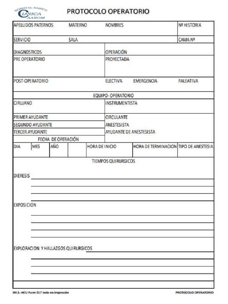 Protocolo Operatorio 1.1 | PDF