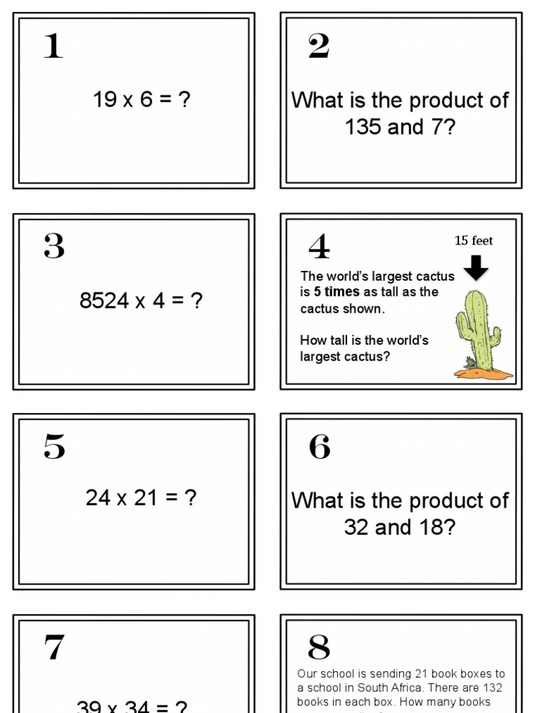 Whole Number Multiplication Task Cards | PDF