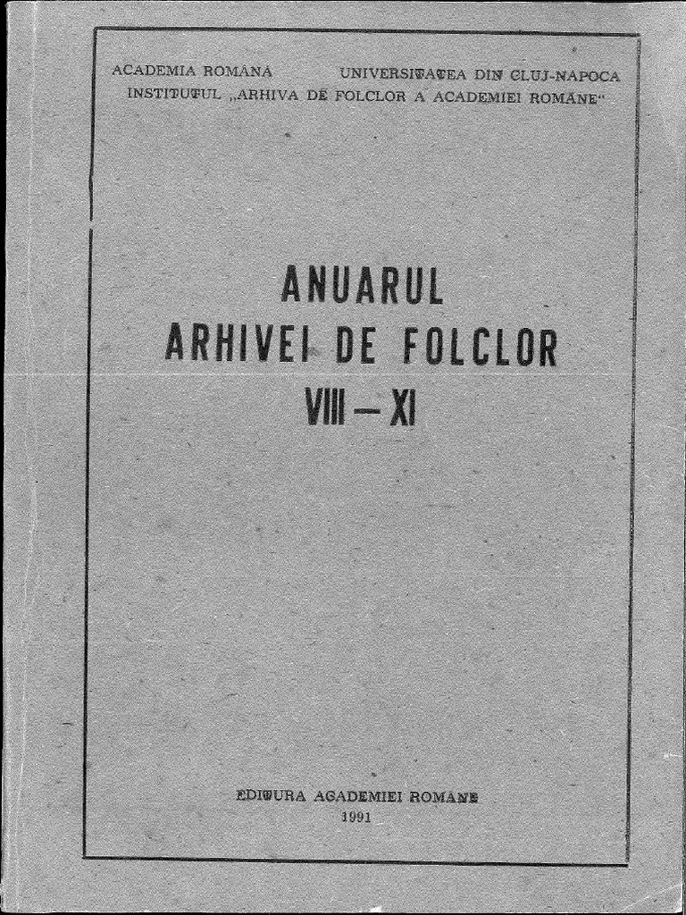 Mircea Eliade Anuarul Arhivei de Folclor VIII - IX | PDF
