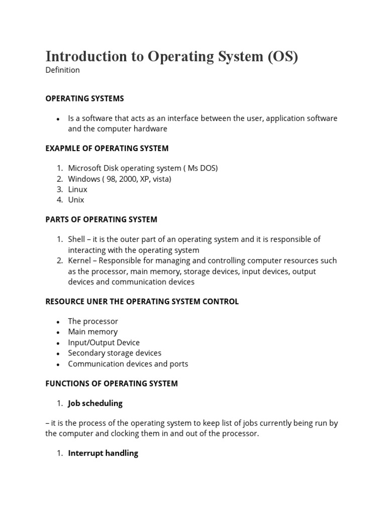 Week 2 Introduction To Operating System Pdf Operating System Menu Computing