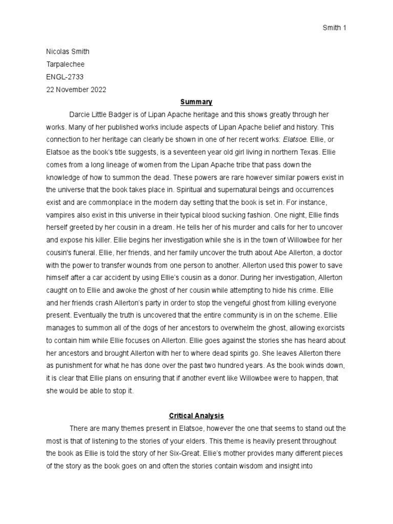 Elatsoe Paper | PDF | Storytelling | Apache