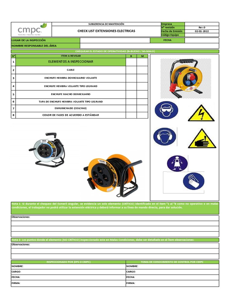 Check List Extensiones Electricas PDF | PDF