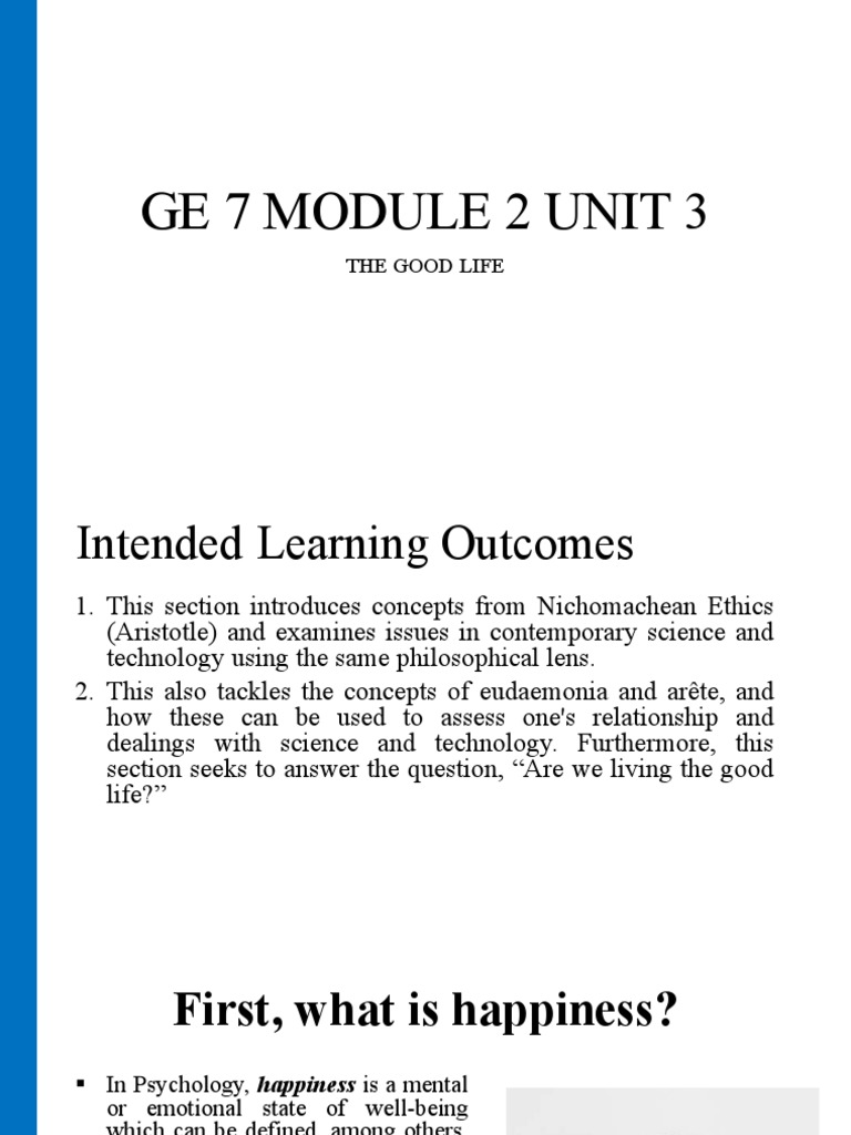 Ge 7 Module 2 Unit 3 PDF | PDF | Happiness | Hedonism