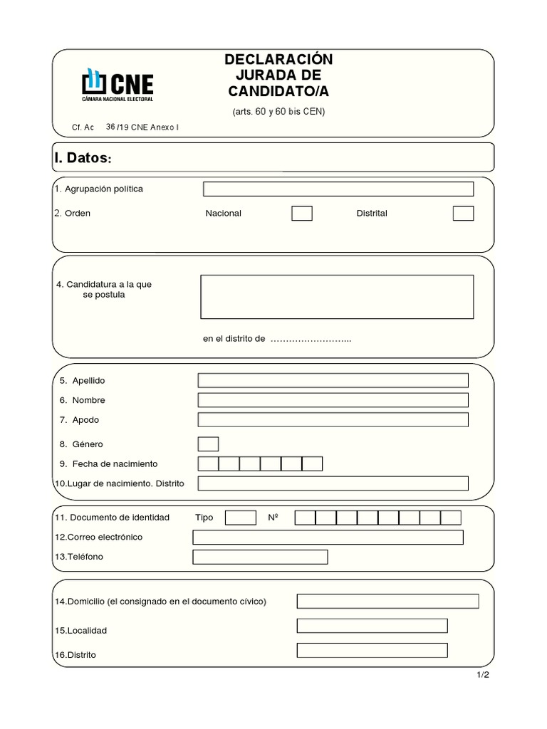 Declaracion Jurada Cne | PDF