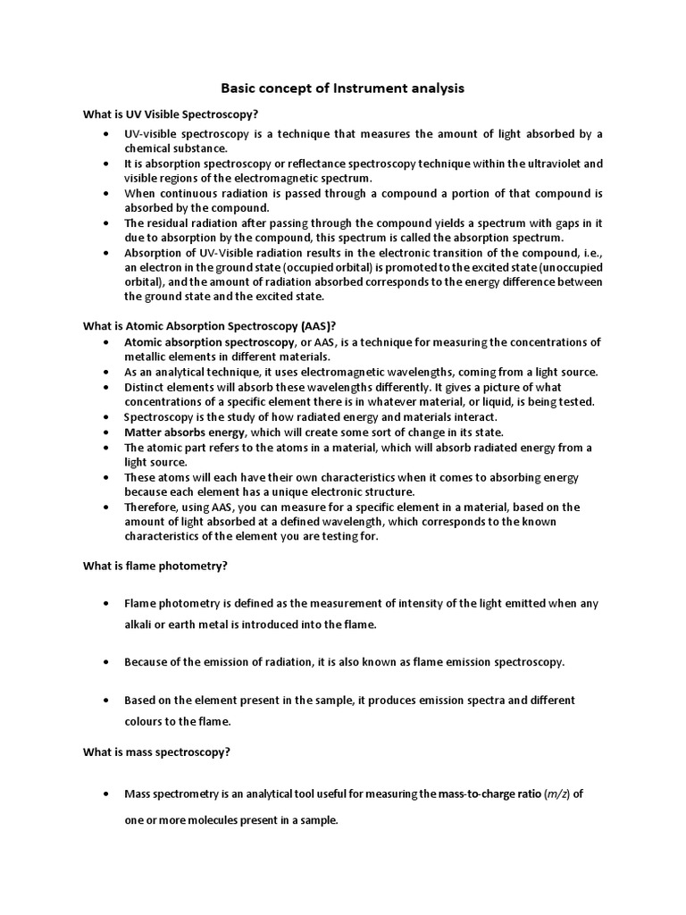 Basic Concept of Instrument Analysis PDF | PDF