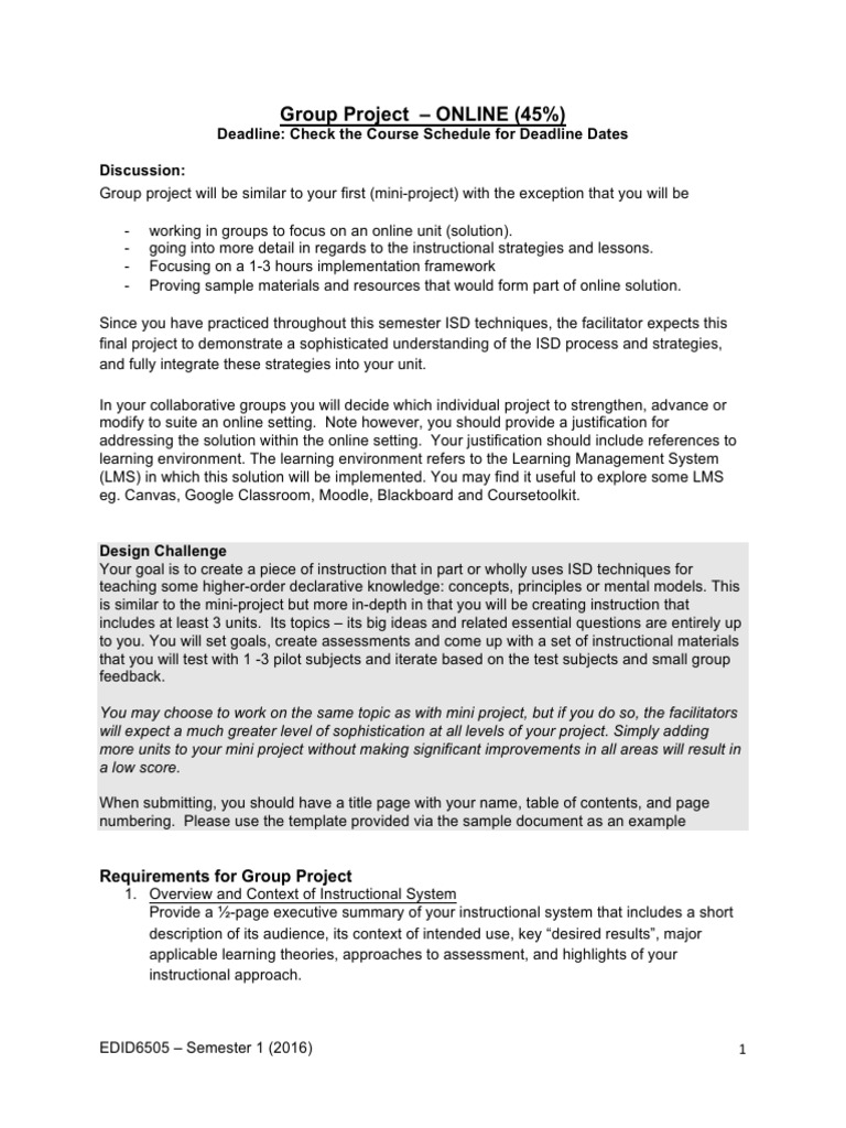 Assignment 2 - Mini Project 2 - Group | PDF | Instructional Design | Learning