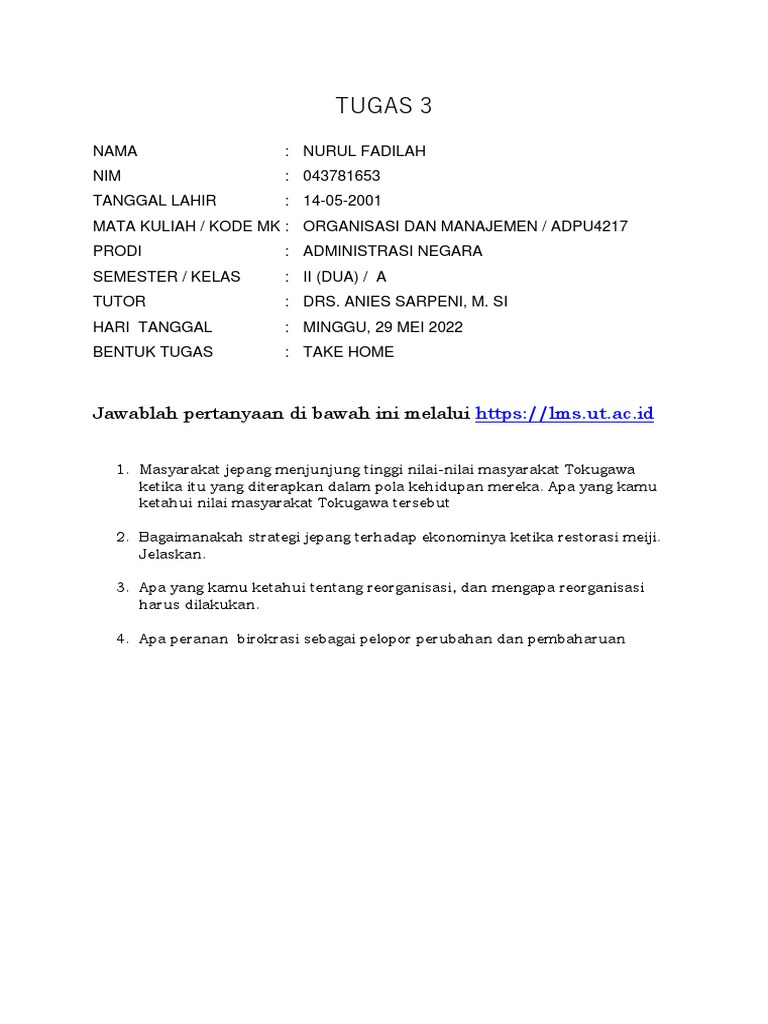 TUGAS 3 Lms MHS AN-2 PDF | PDF