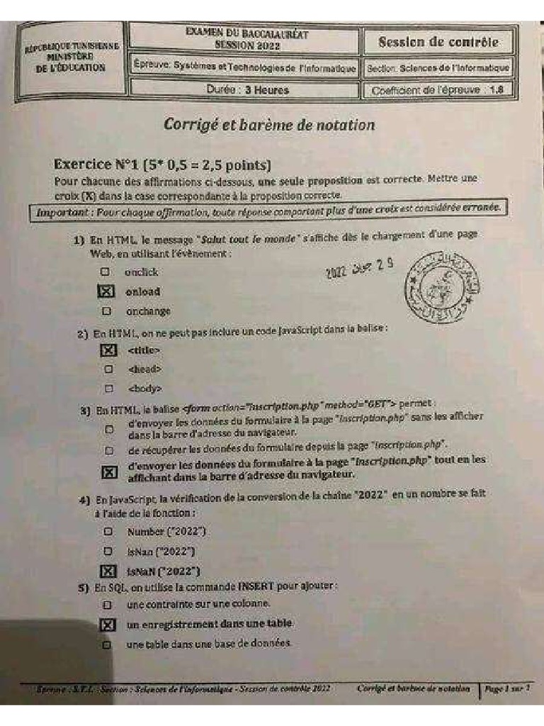 Bac STI 2022 Controle Correction PDF | PDF