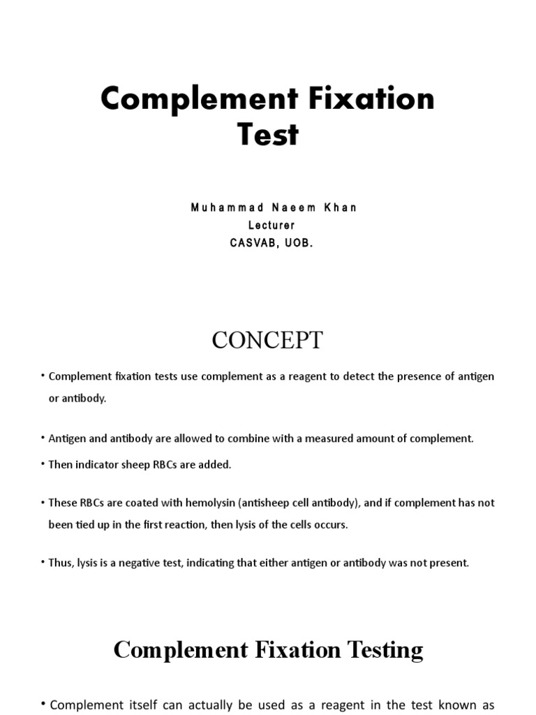 Complement Fixation Testing: A Two-Stage Process for Detecting the ...