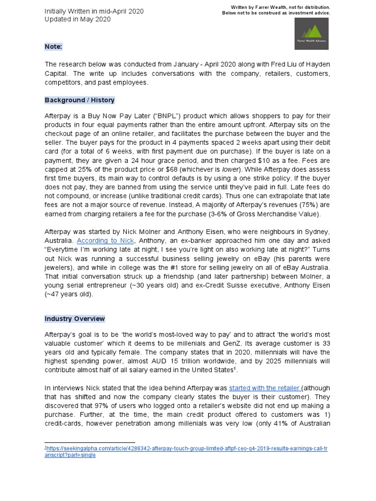 Understanding the Buy Now Pay Later Model: An Analysis of Afterpay's ...