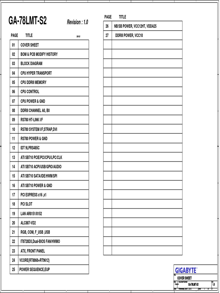 Gigabyte Ga-78lmt-S2 Rev. 1.0 | PDF | Computer Standards | Electronics