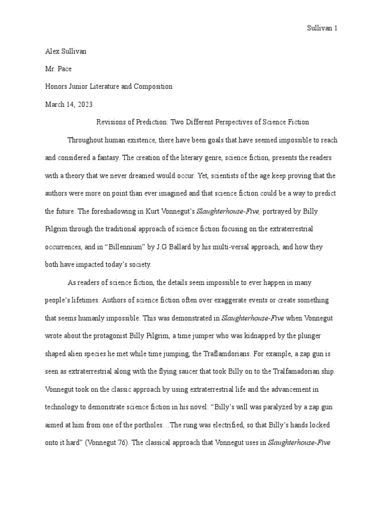 Revision English Essay Slaughterhouse Five - Alex Sullivan | PDF | Kurt ...