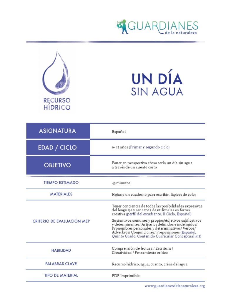 Guia Un Dia Sin Agua-1 PDF | PDF | Agua | Adjetivo