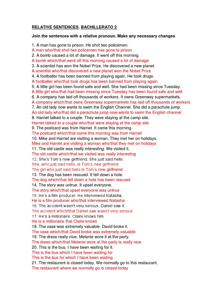 Relative Sentences II With Key | PDF