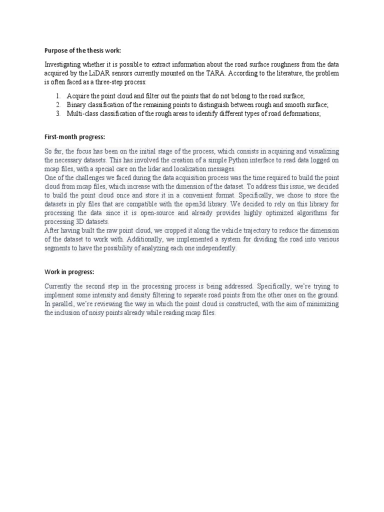 Thesis Work Progress | PDF