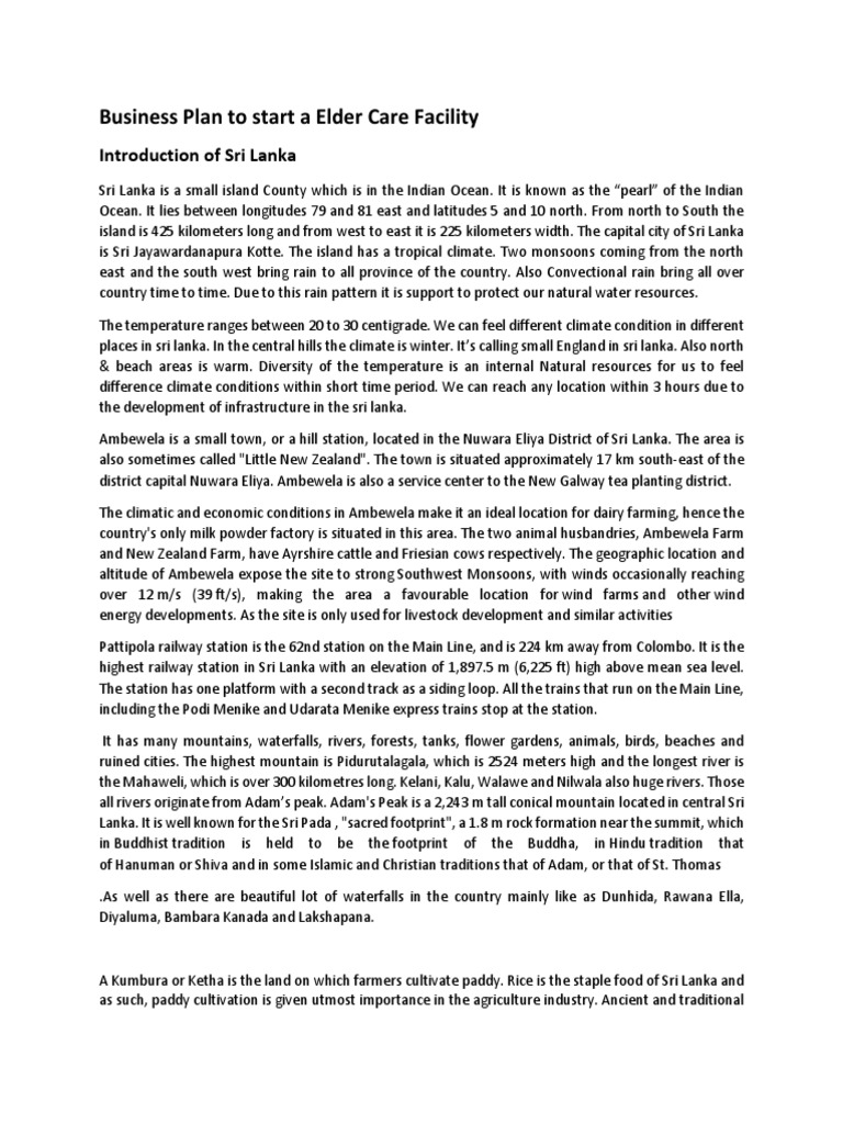Final Draft of The Elder Care Business | PDF | Sri Lanka