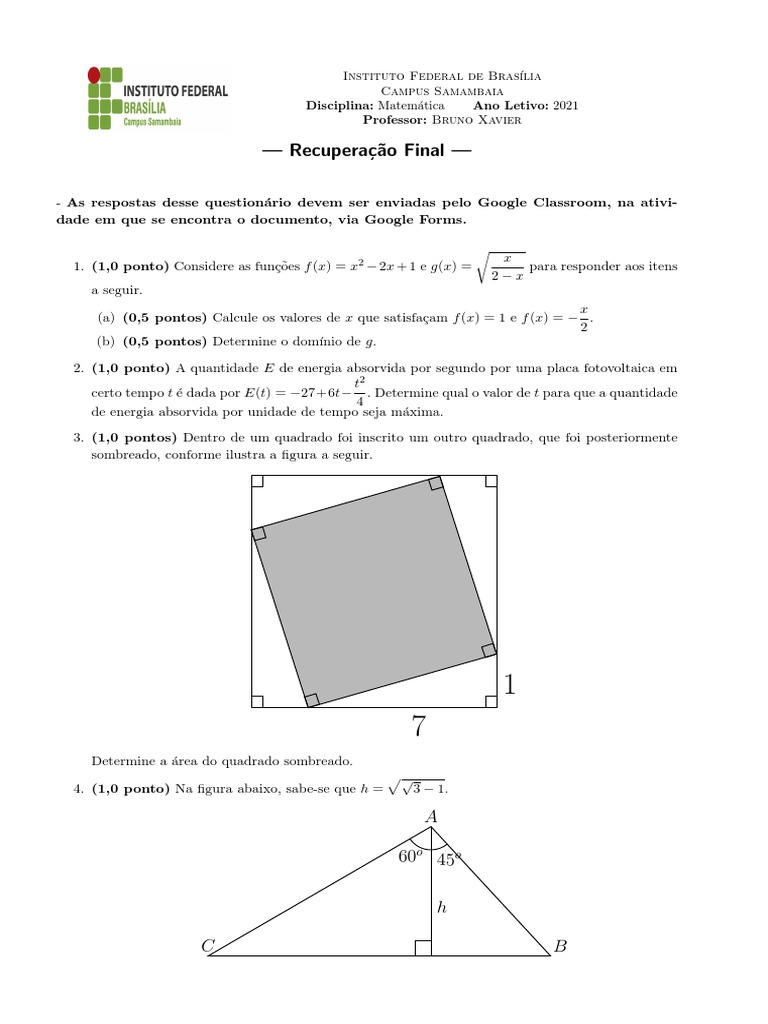 Atividade Avaliativa PDF | PDF | Matemática | Geometria