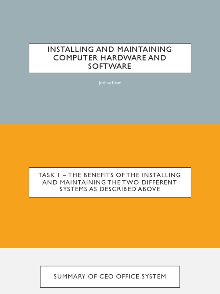 installing and maintaining computer hardware and software | PDF
