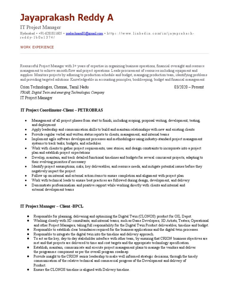 Jayaprakash Project Manager | PDF | Project Management | Agile Software Development