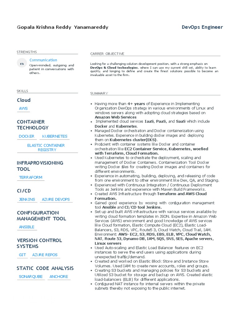 Gopala Krishna Reddy - Devops Engineer | PDF | Cloud Computing | Amazon ...