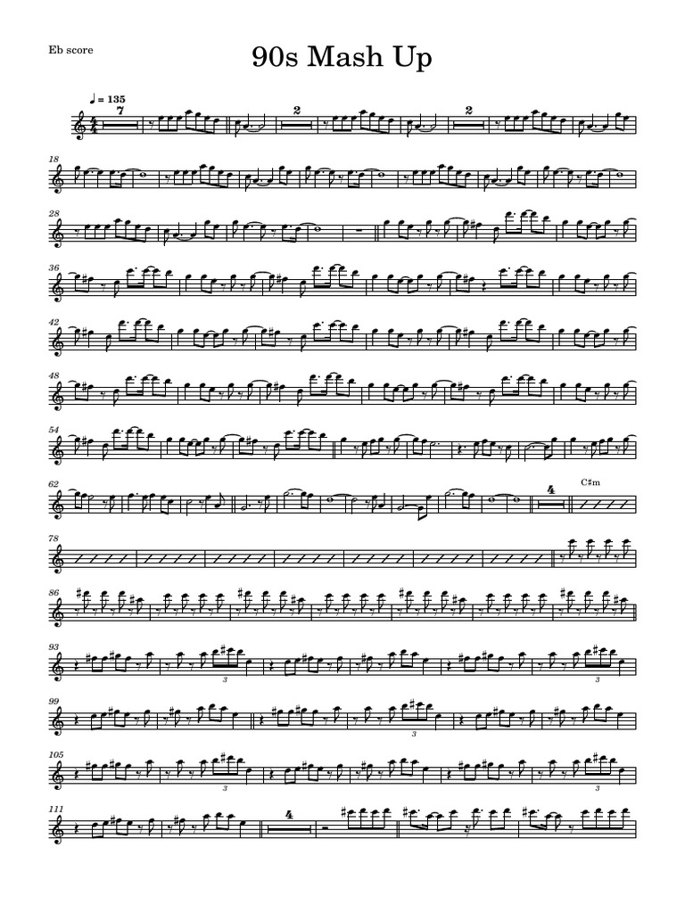 90s Mash Up Eb Score | PDF
