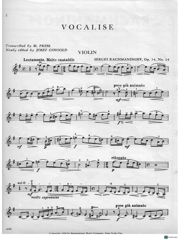 Rachmaninoff Vocalise | PDF